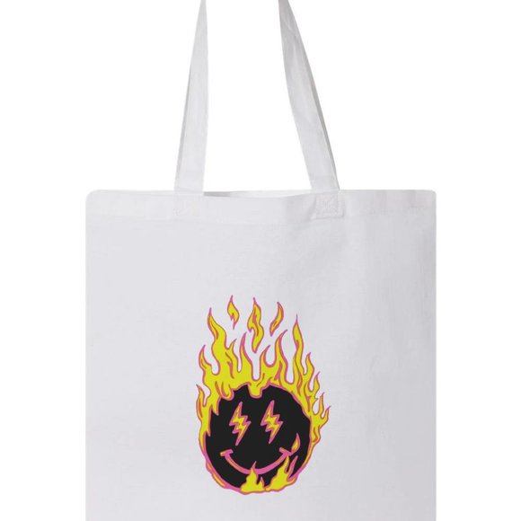 Bags | Aesthetic Fire Smile Art Design Tote Bag | Poshmark